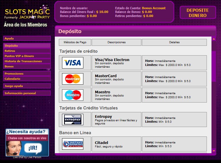 Reseña del Casino Slots Magic – Juega grandes tragaperras en un casino