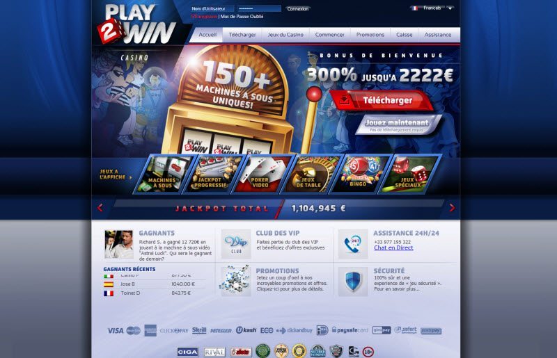 Testez le casino Play2Win et ses bonus