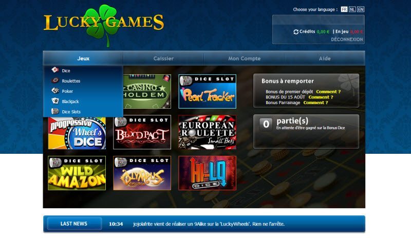 Tentez votre chance sur le casino en ligne Lucky Games