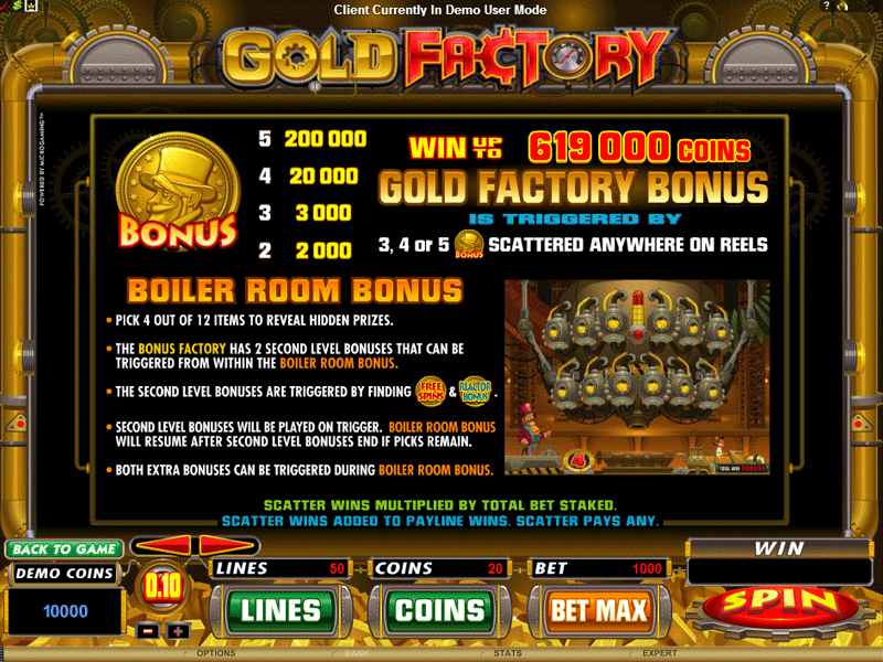Recensione di Gold Factory slot machine - gioco di Microgaming