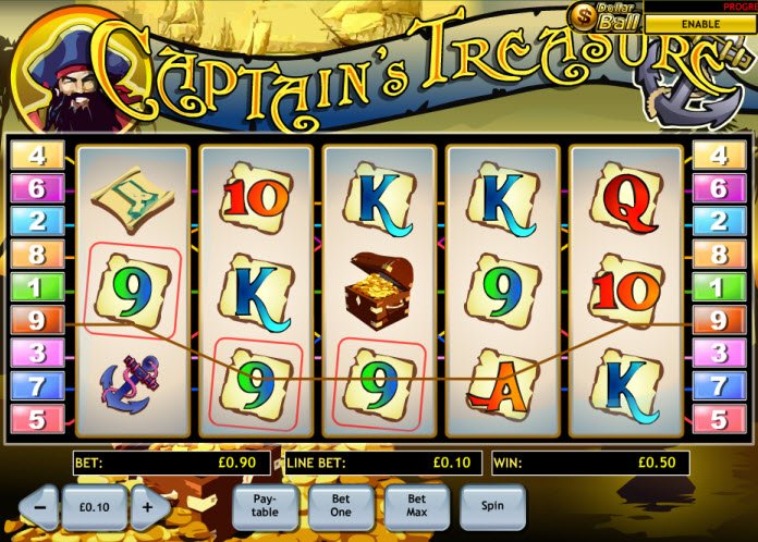 Review Captains Treasures Slot Machine