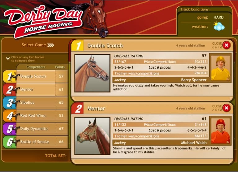 Play Derby Day Game - Place Bets on Horseracing