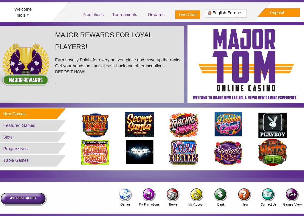 Claim Major Tom Casino Bonuses & Play Games