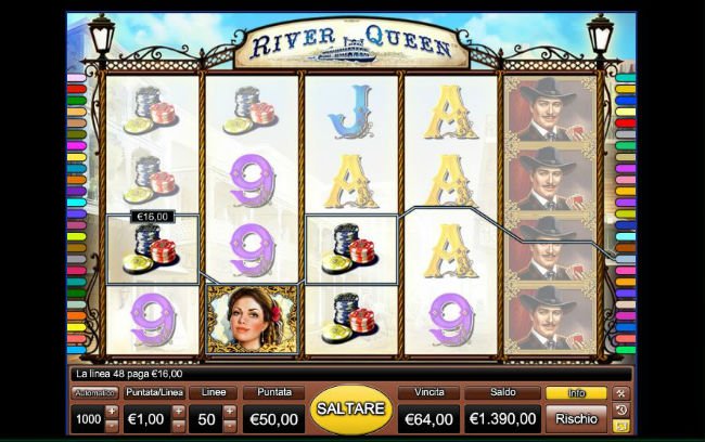 Powering along at casinos now is Novomatic’s River Queen slot machine
